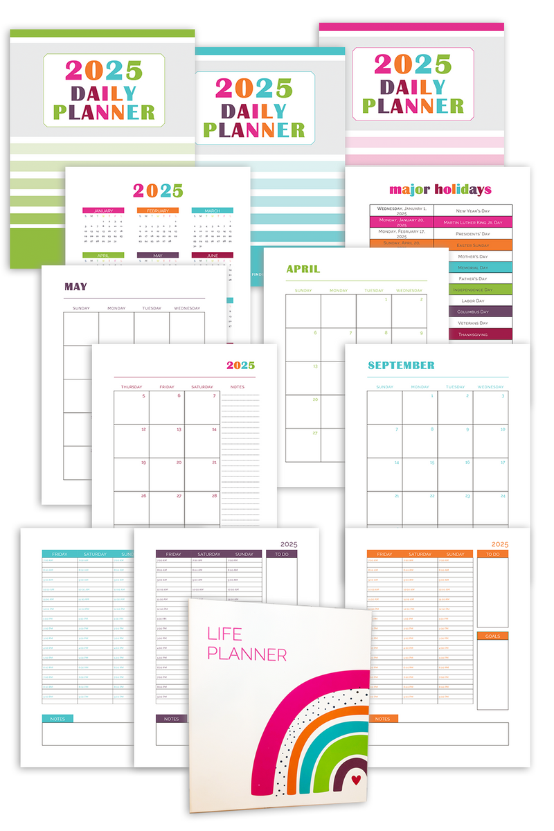 2025 Daily Planner Pages + Life Planner Binder