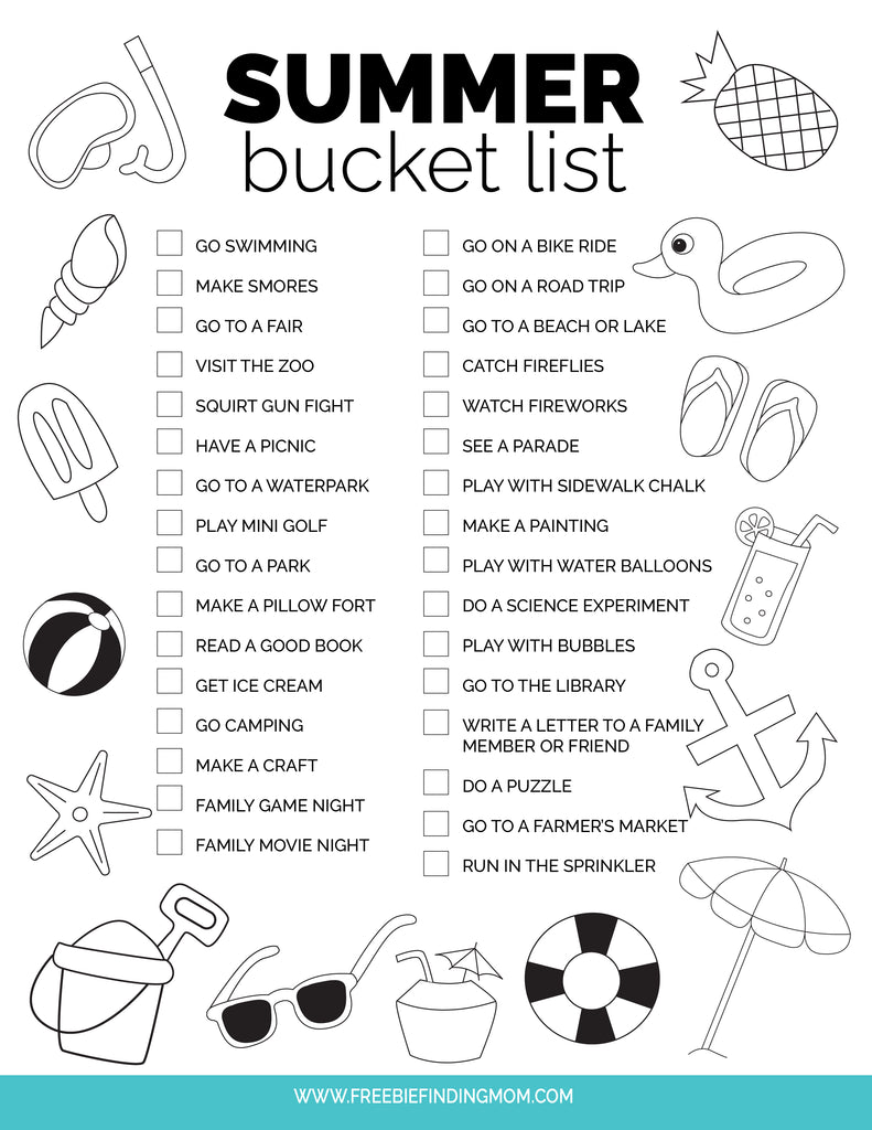 Fun Summer Bucket List Ideas Template – Freebie Finding Mom