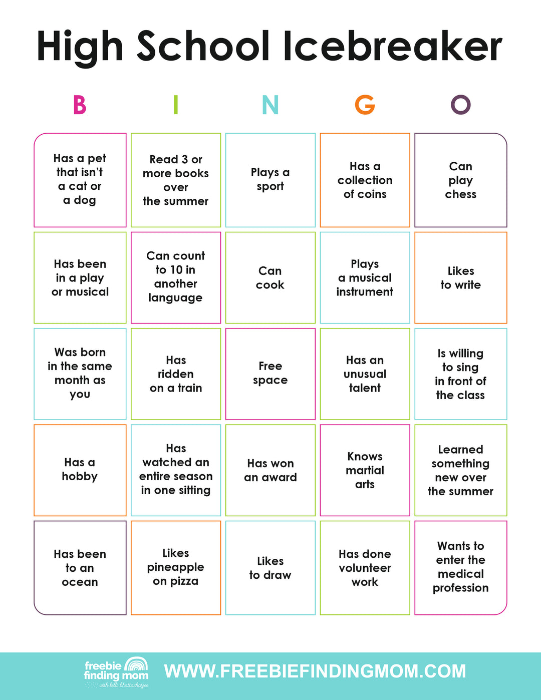 Icebreaker Bingo Cards (25 Cards)