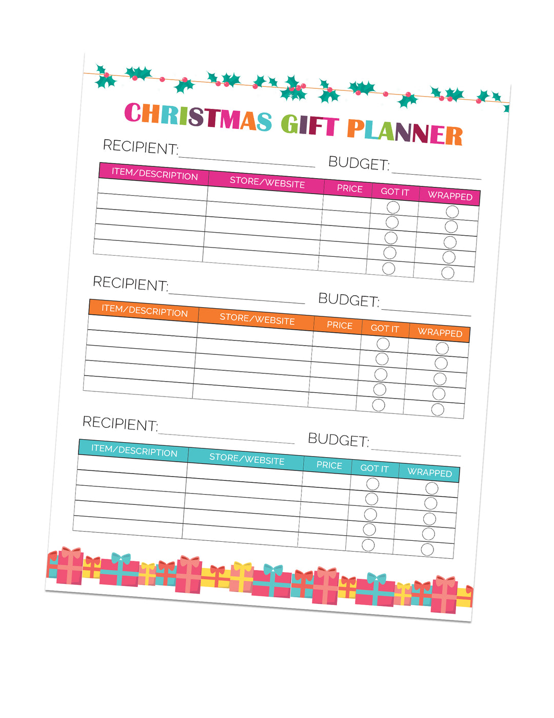 Christmas Shopping List With Presents