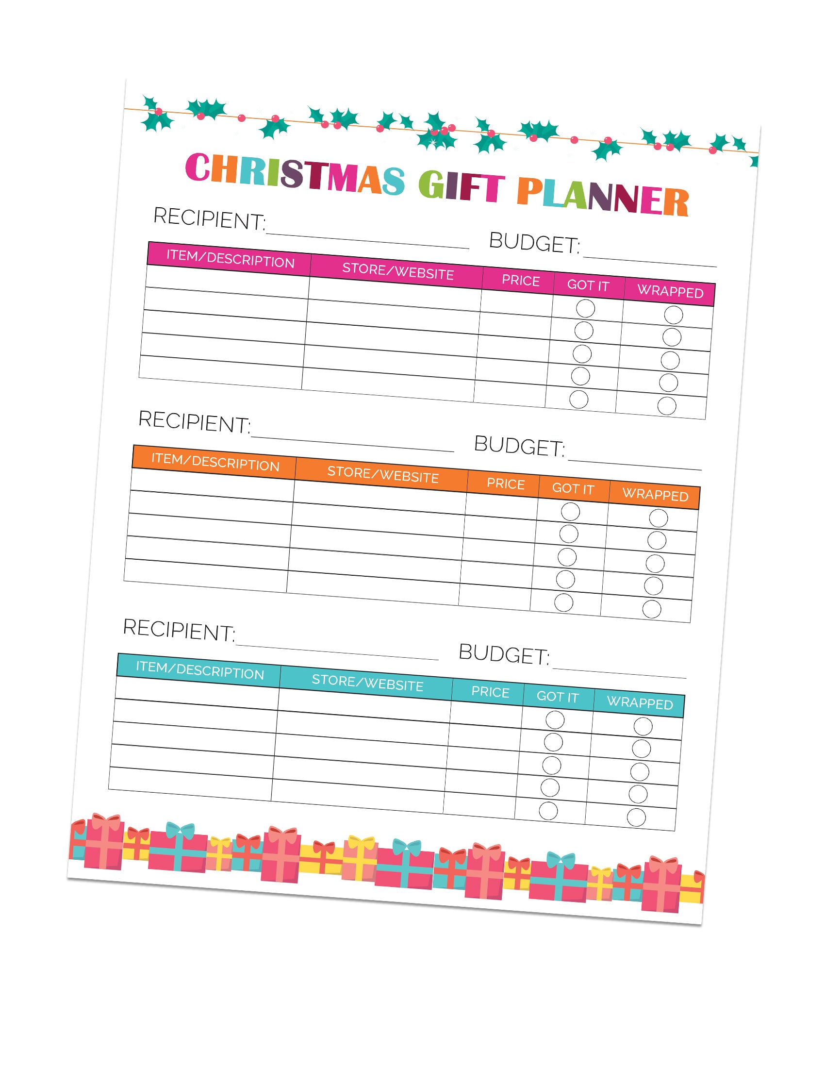 Christmas Shopping List With Presents