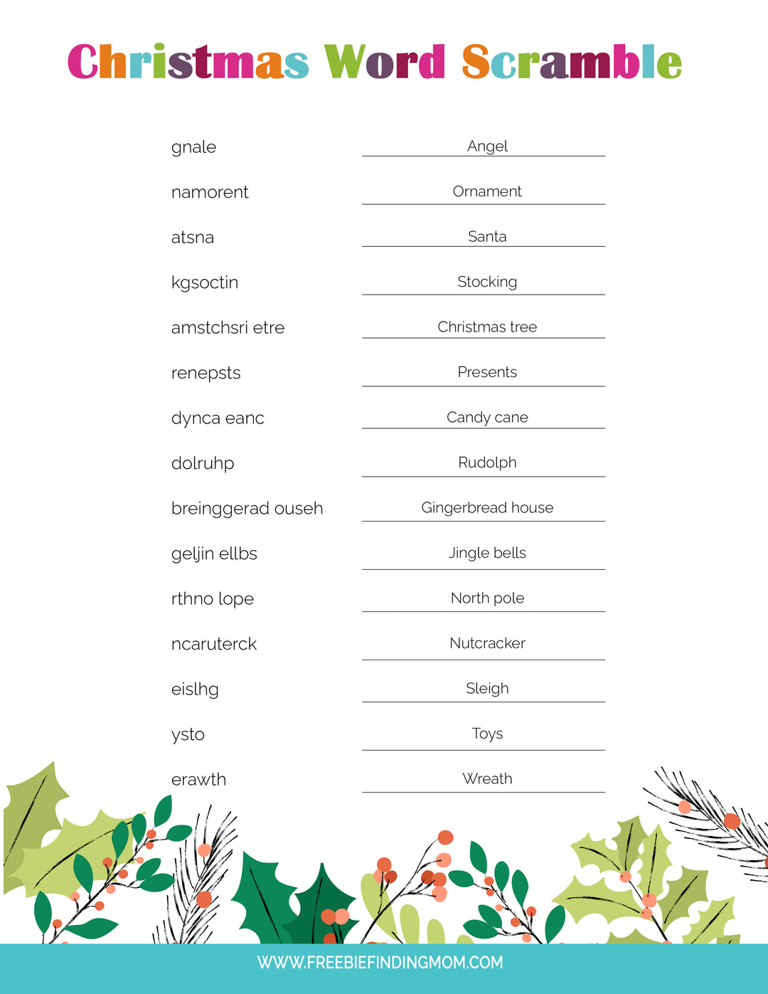 Christmas Word Scramble – Freebie Finding Mom