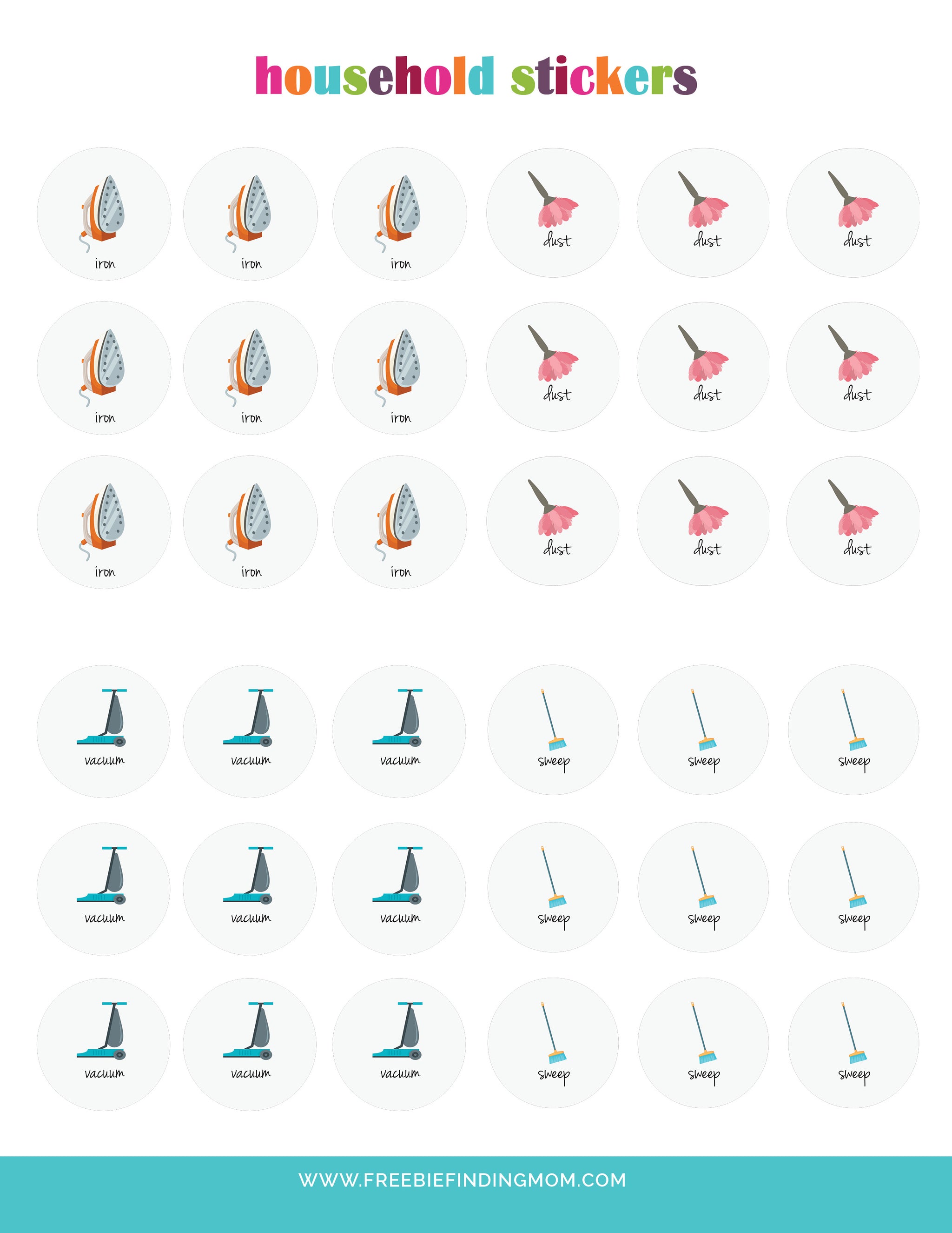 Cleaning Stickers for Planner Printable