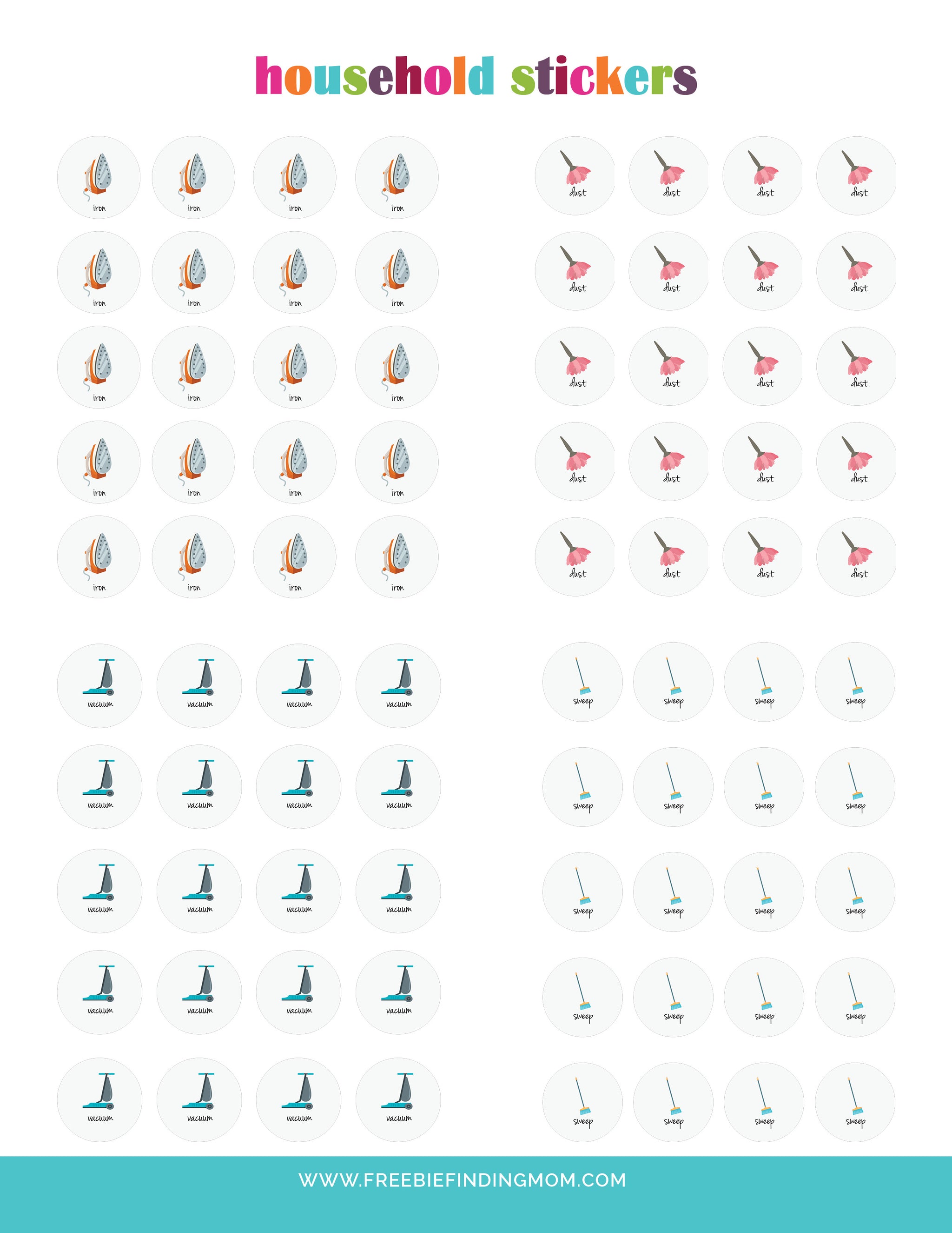 Cleaning Stickers for Planner Printable