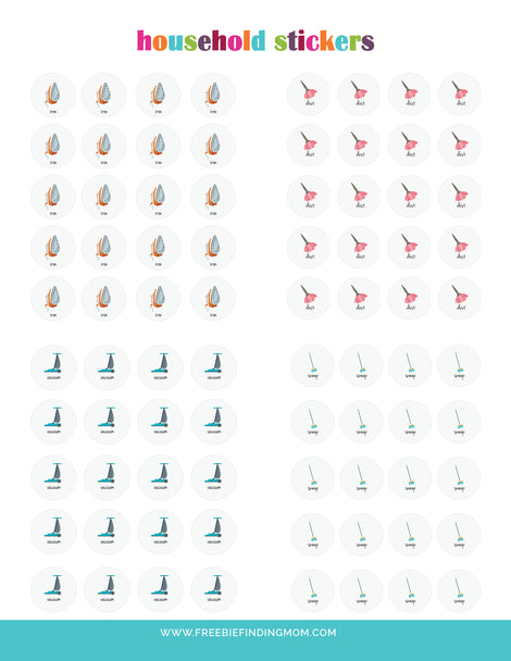Cleaning Stickers for Planner Printable
