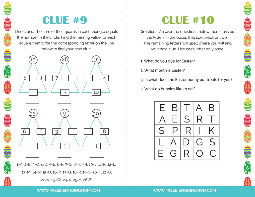 Easter Scavenger Hunt Clues (12 Puzzles)