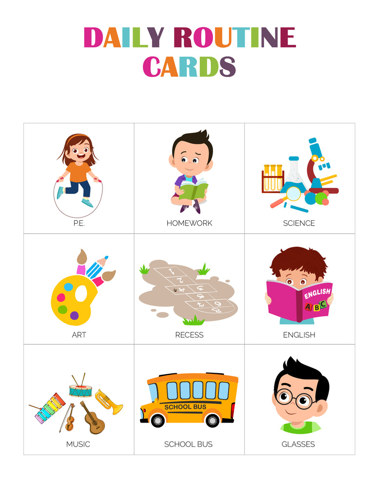 Daily Routine Charts and Cards For Kids