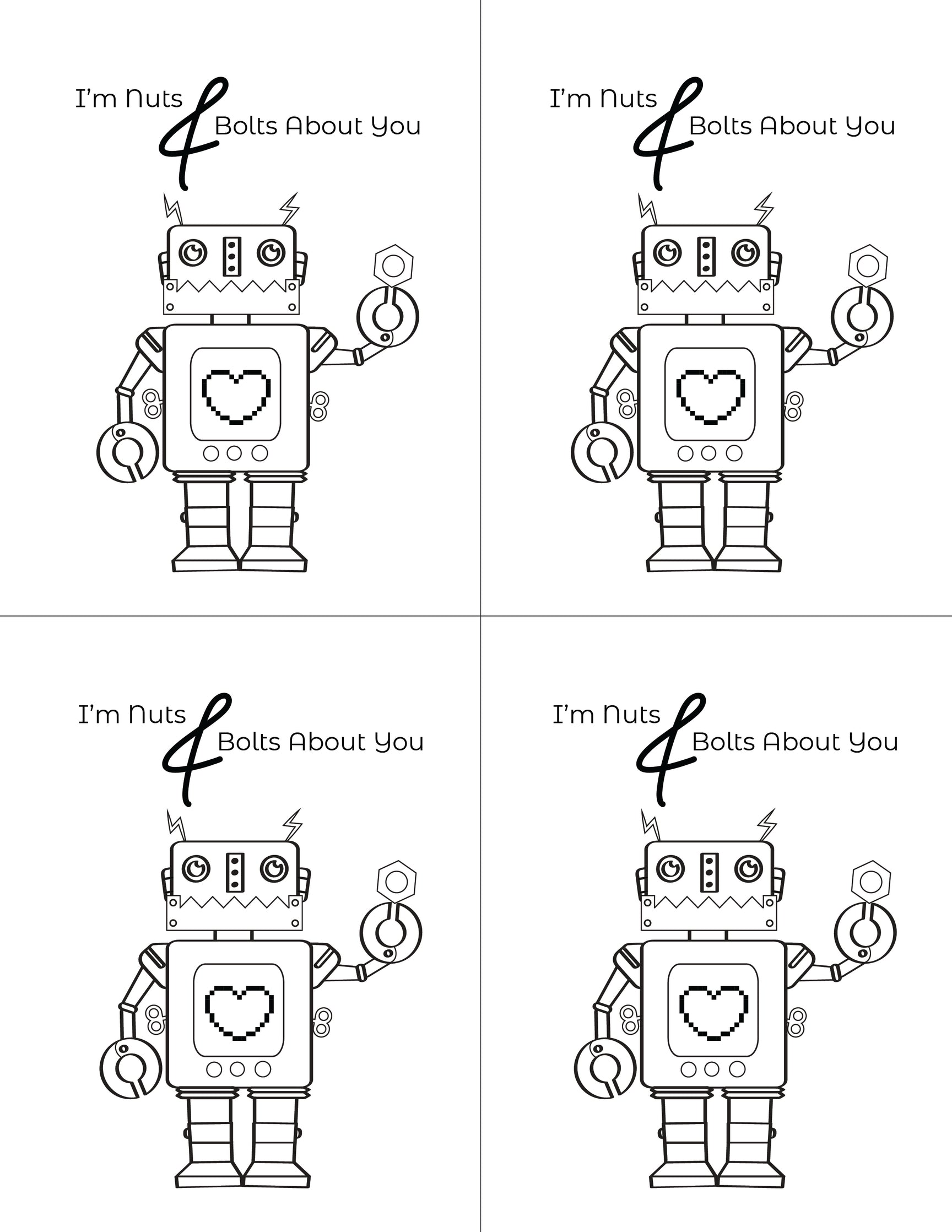 Valentine's Day Cards to Color (3 Designs)