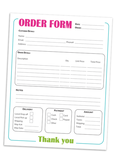 Order Form Template (2 Versions)