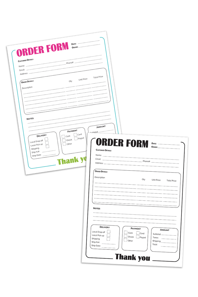 Order Form Template (2 Versions)