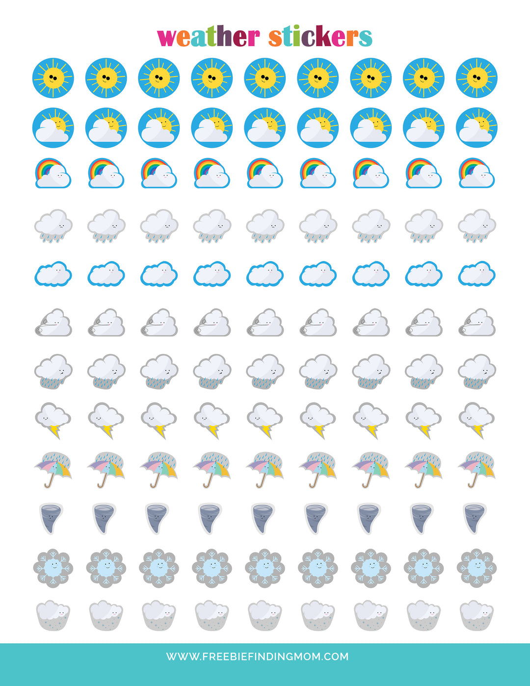 Weather Stickers for Planner Printable